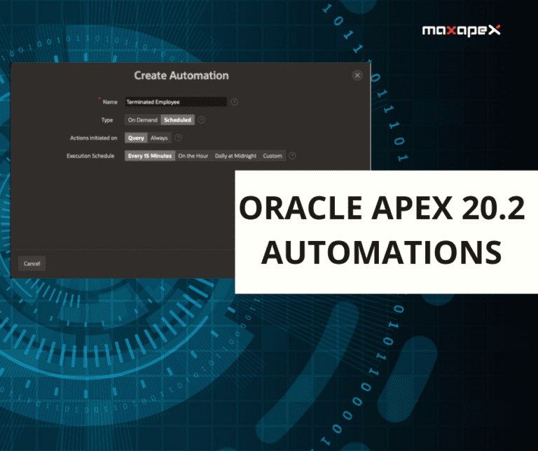 Oracle APEX 20.2 Automations Oracle APEX 20.2 Automations